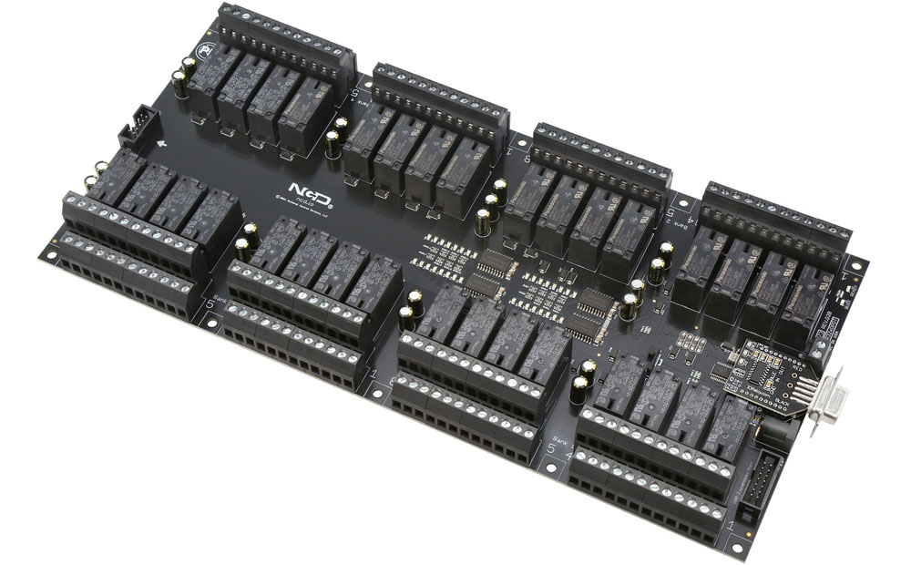 Serial Relay Board 32-Channel 5-Amp DPDT with UXP Port: Relay Pros